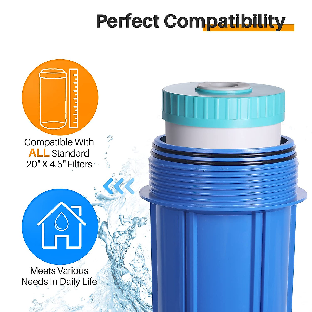 PUREPLUS 5 Micron 20" x 4.5" RFN20BB-C Whole House Granular Activated Carbon Water (GAC) Filter Replacement Cartridge, 1 Pack