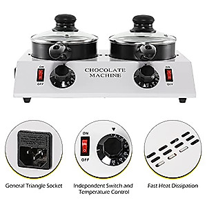 Dyna-Living Chocolate Melting Pot Cheese Chocolate Tempering Machine Electric Melter Fondue Pot Heater for Chocolate, Butter, Cheese, Cream, Candy, Milk, Coffee(Double Heads)