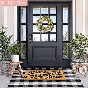 LILI REY Buffalo Plaid Rug – 3x5 Buffalo Plaid Outdoor Rug, Black and White Outdoor Rug, Outdoor Rug 3x5, Front Porch Rug, Buffalo Check Outdoor Rug, Black and White Checkered Rug, Plaid Door mat