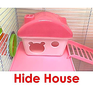 Pink Large 5-Levels Hamster Habitat Rodent Gerbil Mouse Mice Rats Animal Critters Home Cage Includes Complete Set of Accessories