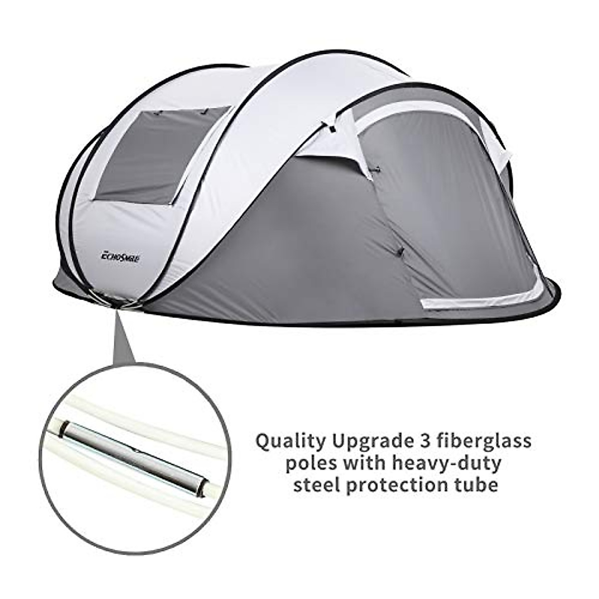 EchoSmile Instant Tent for Camping, 6 Person Pop Up Tent, Water Resistant Dome Tent, Easy Setup for Camping Hiking and Outdoor, Portable Tent with Carry Bag, for 3 Seasons