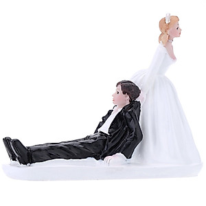 Ailgely Bride Dragging Groom Cake Topper,Funny Wedding Cake Toppers Bride and Groom,Figurine Wedding Cake Topper Romantic Wedding Party Decoration Adorable Gift