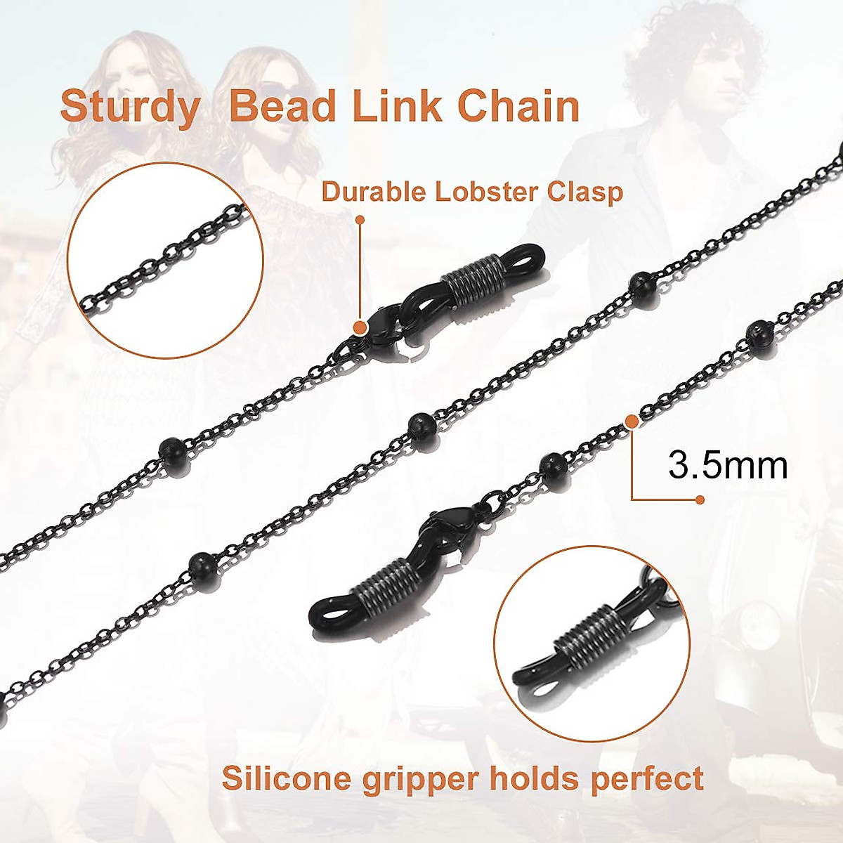 Black Chain for Glasses Women Sunglasses Chains Lanyard Chains