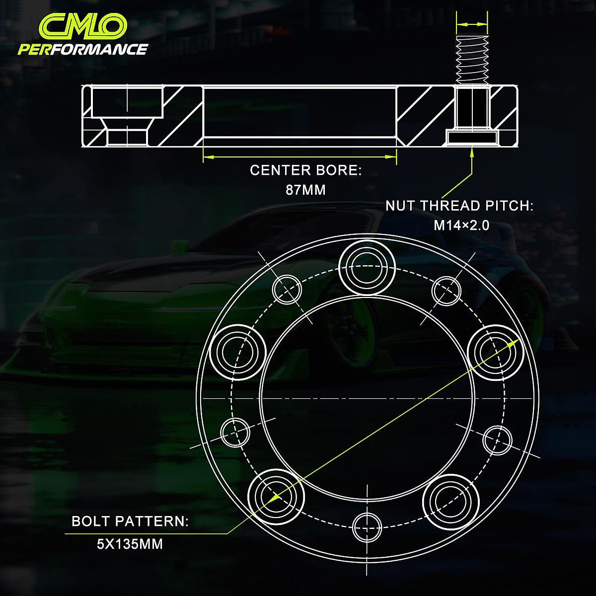 Customadeonly 5x135 Wheel Spacers Hubcentric (4pcs 87mm Bore 2.0" Thick) Compatible for 2001-2003 F-150 2000-2002 Expedition 2000-2002 Lincoln Navigator with 14x2.0 Studs