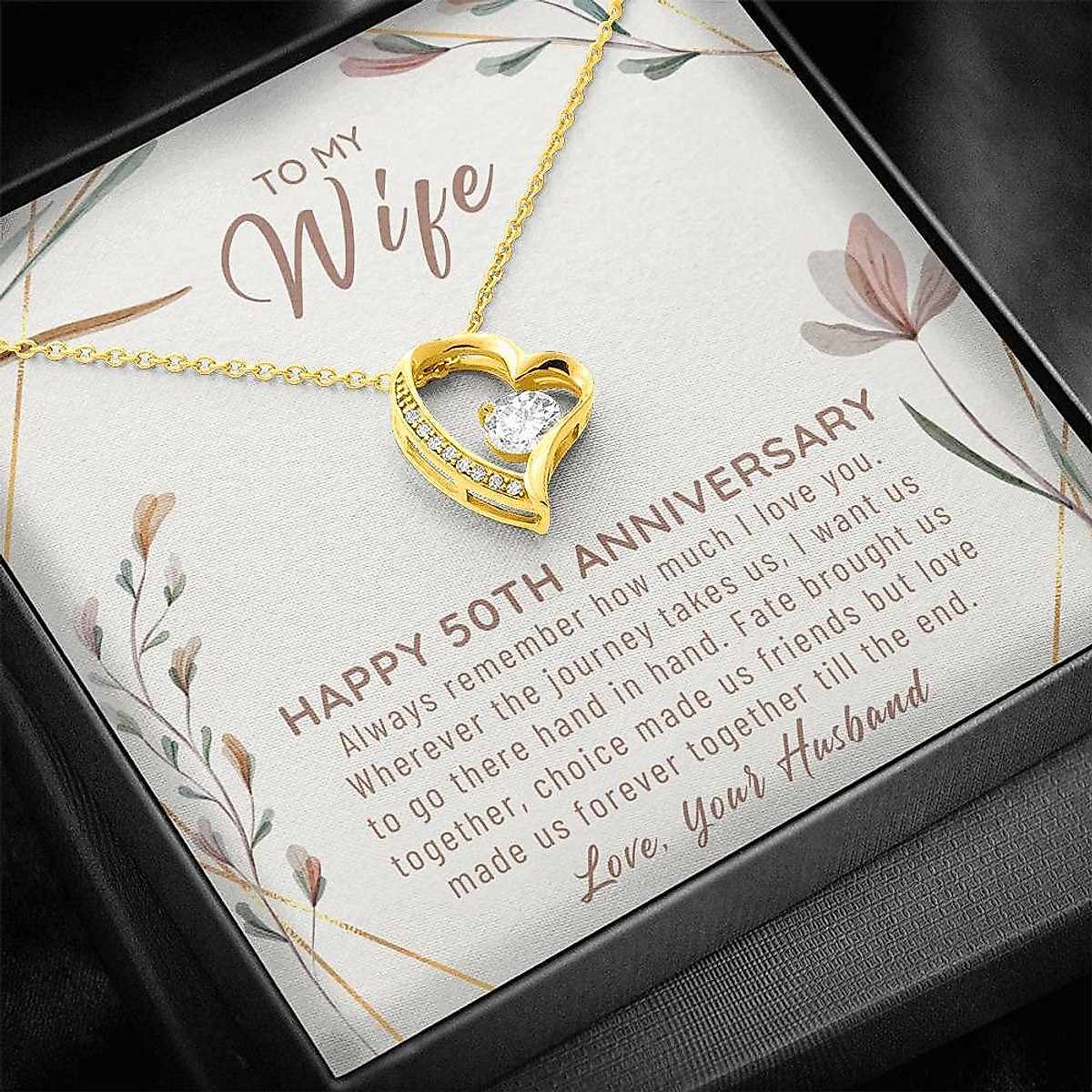 50 Year Wedding Jewelry Gift For Wife – 50 Year Anniversary Necklace Gift For Her – 50th Anniversary Wedding Present – 50th Wedding Anniversary Wife Gift – FLSG00050-9