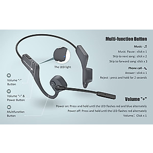 YouthWhisper Bone Conduction Headphones with Mic, Open Ear Headset with Boom Mic, Bluetooth Headphones with Mic Noise Canceling for Home Office, Driving, Traveling, Workouts, Gaming-Black