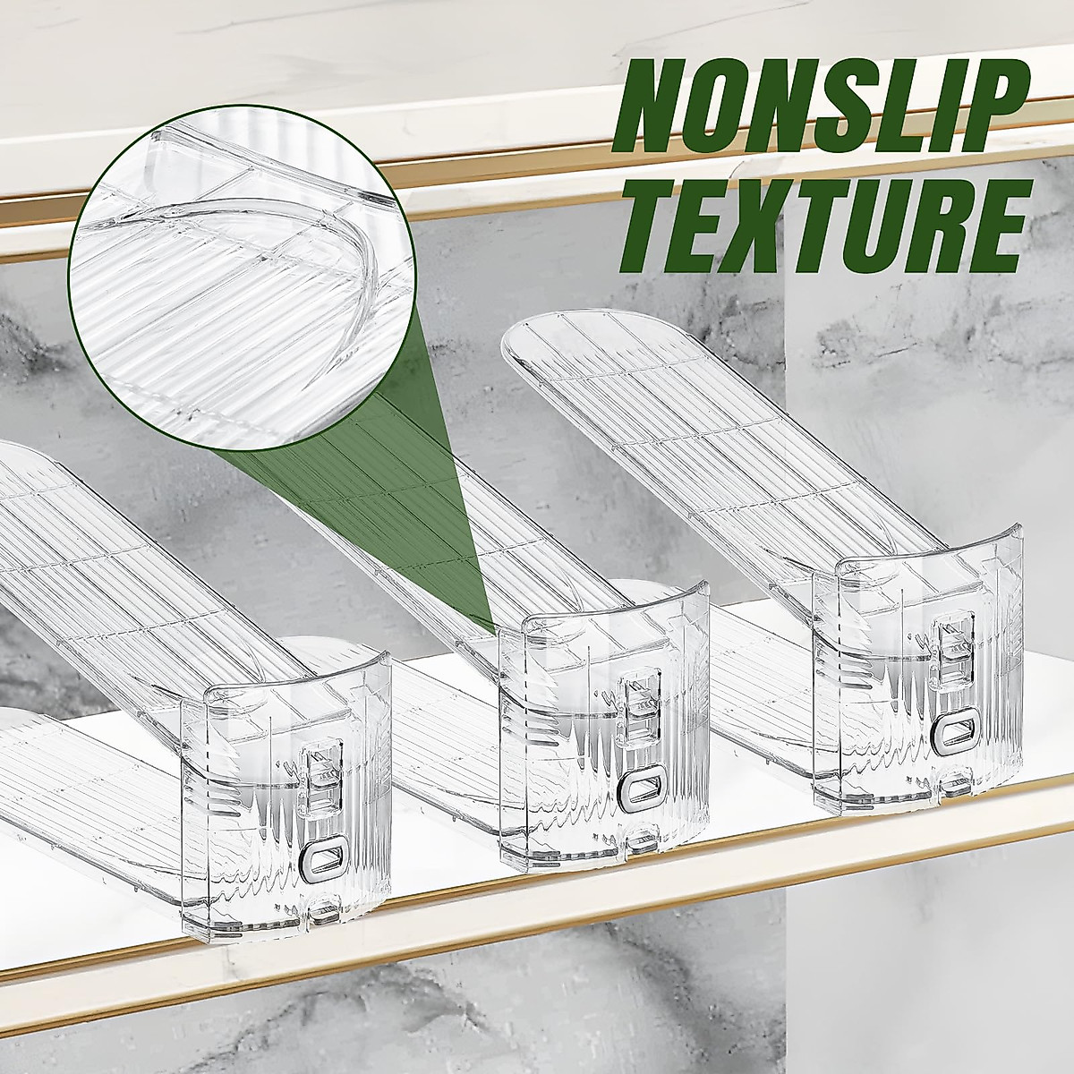 MOVDEET Shoe Slots Organizer,12 PACK Transparent Adjustable Shoe Stacker Clear Shoe Slot Organizer Space Saver Shoe Rack Holder Shoe Storage Organizers for Closet