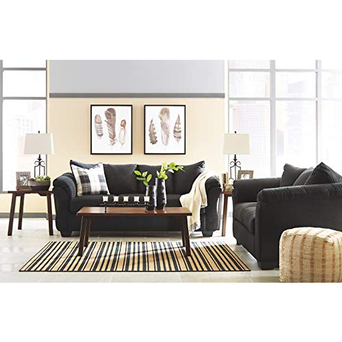 Signature Design by Ashley Darcy Classic Contemporary Sofa, Black