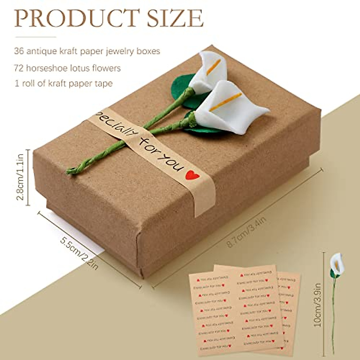 36 Sets Flower Kraft Paper Boxes Floral Small Gift Boxes Filled with Foam Insert Small Boxes for Jewelry Packaging Party Favor Jewelry Box for Anniversaries Wedding Birthday Valentine's Day