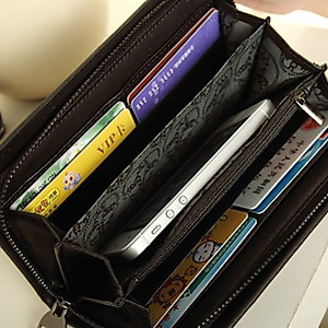 SHERCHPRY 1pc Handbag Medium Skull Purse Lether Cash Punk Pu for with Zippered Gothic Women Phone Clutch Vintage Black Zipper Holder Wristlet Wallets Travel Wallet Long Goth Wallet