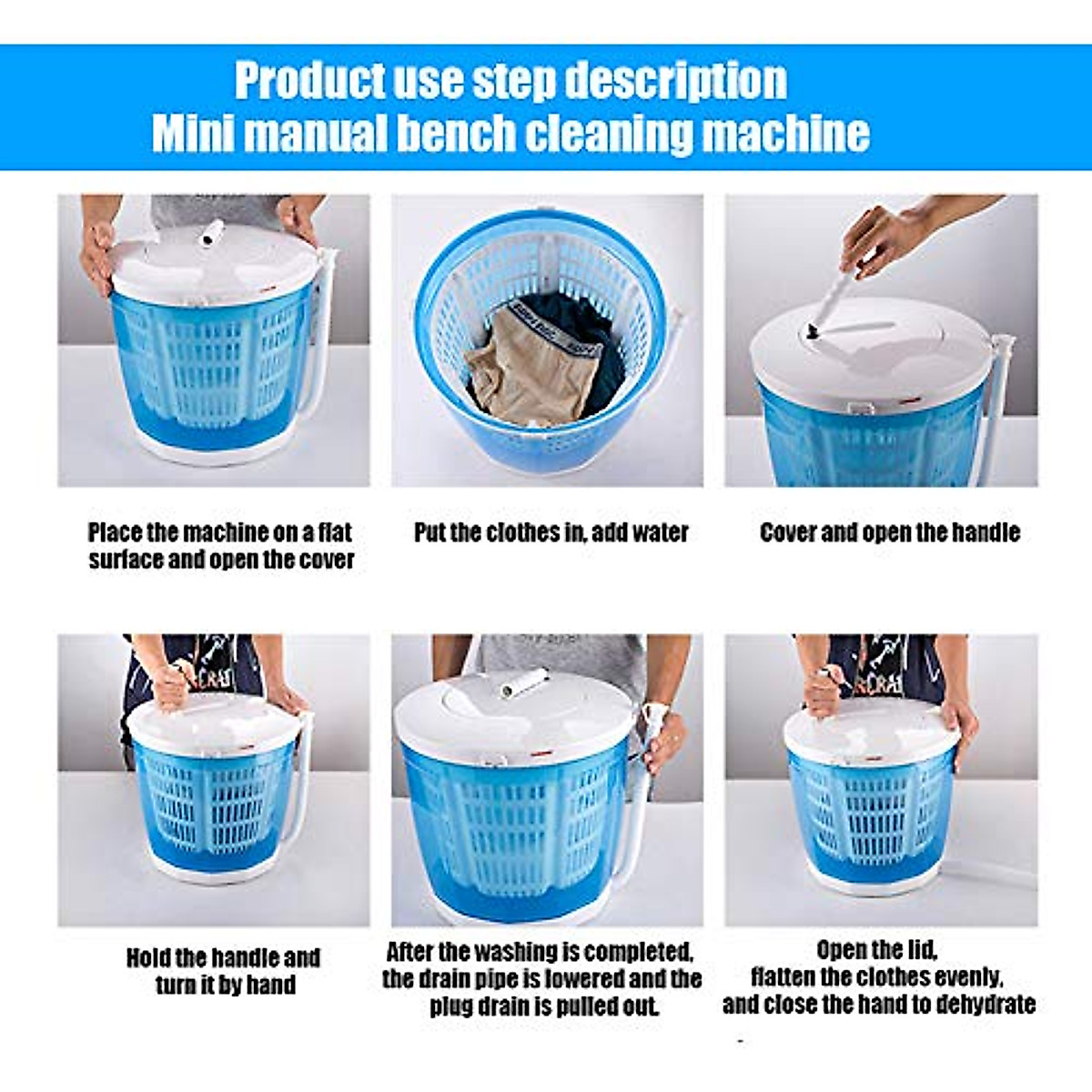 Portable Manual Non-Electric Washing Machine and Clothes Spin Dryer, Crank Handle Counter Top Washer/Dryer for Camping, RV's,Apartments