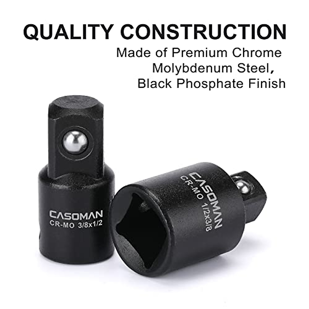 CASOMAN 6-Piece Impact Adapter and Reducer Set, Socket Convertor Adaptor, Reducer Converter Adapter Set, 1/4" 3/8" 1/2" 3/4" for Impact Driver Conversions, CRMO