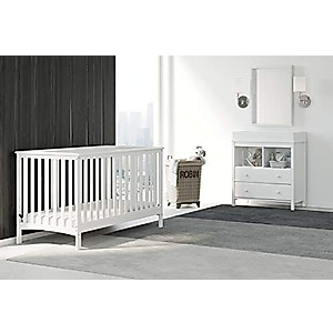 Storkcraft Alpine 2 Drawer Changing Table Chest (White) - Attached Changing Table Topper Fits Any Standard-Size Baby Changing Pad, 2 Drawers, 2 Shelves for Extra Nursery Storage, Easy to Assemble
