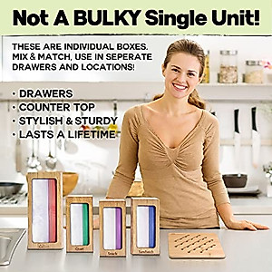 Mainstream Source® Bamboo Zip Bag Organizer Set – Baggie Organizer Set for Snacks and Sandwiches, Holds Quart & Gallon Ziplock Bags, Includes Bamboo Trivet