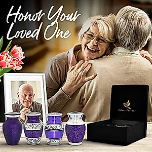 Mini Urns for Human Ashes - Cremation Urns Set of 4 with Box & Bags - Purple Urns for Women - Handcrafted Small Urns - Handcrafted Mini Memorial Ashes Urns Set - Small Funeral Urns for Your Loved One