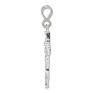 Solid 925 Sterling Silver Nugget Cross Pendant Charm - 46mm x 22mm