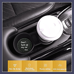 UGSHY 2 PCS Car Cup Hoder Coaster, 2.75" PVC Non-Slip Insulated Honeycomb Coaster Decoration, Don't Fuck up My car Coasters, Universal Interior Accessories for Most Cars (Black)