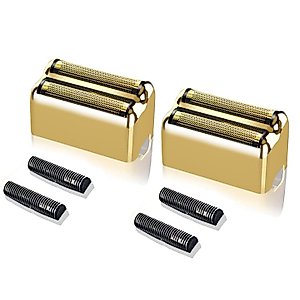 Replacement Foil and Cutter for Barberology Electric Shaver, Double Foil Shaver Replacement Head, Replacement Head Compatible with BaBylissPRO Barberology FXFS2 Electric Razors(Gold)