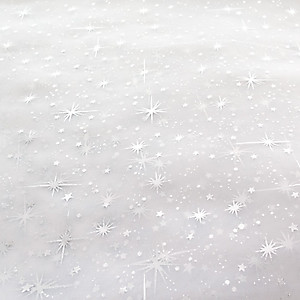Star Bursts Sheer Organza White 58 Inch Wide Fabric by The Yard (F.E.®)