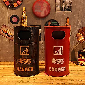 KKNH Trash Can Trash Can Retro Craft Iron Garbage Can Creative Semi-Circular Garbage Bin with Lid Large Capacity Rubbish Bin Home and Office (Color : B)