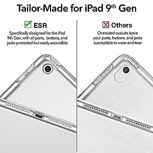 ESR for iPad Cases for 9 Generation, Matte TPU Shell Back Cover Compatible with iPad 9th/8th/7th Generation, Ful Protection, Slim and Lightweight, Translucent