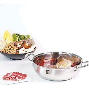 KOTO Premium 304 Stainless Steel pot, Shabu Shabu, Hot Pot, (DOUBLE) 30CM (11.8'')