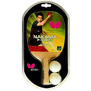 Butterfly Nakama P5 Japanese Penhold Table Tennis Racket | Nakama Series | Outstanding Control with Reliable Speed and Spin | Recommended for Beginning Level Players, red