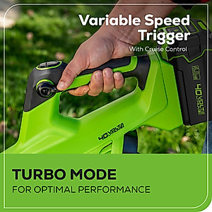 Greenworks 40V (130 MPH / 550 CFM / 75+ Compatible Tools) Cordless Brushless Axial Leaf Blower, 4.0Ah Battery and Charger Included