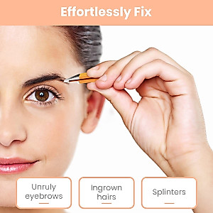 Slant Tip Eyebrow Tweezers, Houdian 1 Pack Stainless Steel Hair Removal Makeup Tool for Women & Men (Orange)