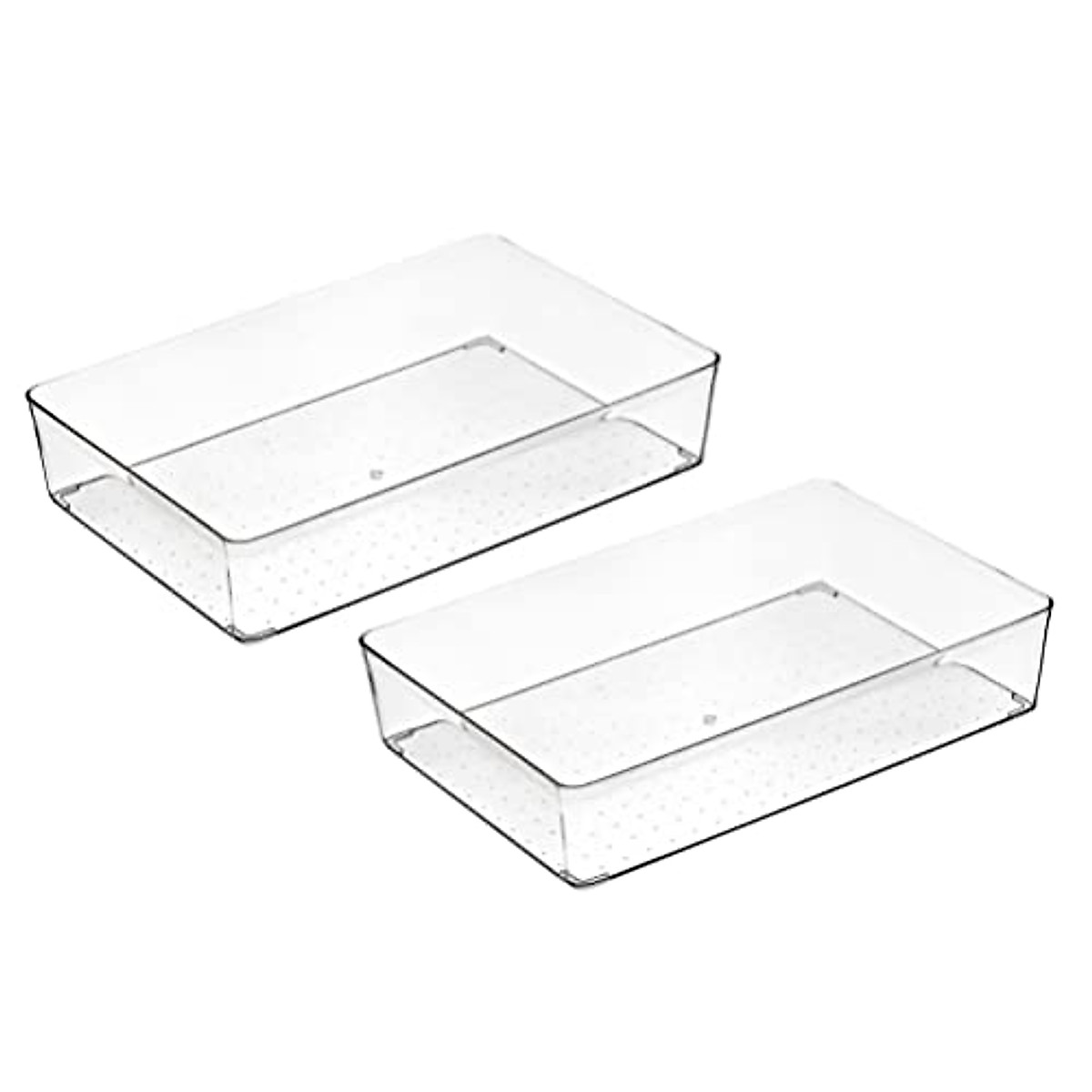 2pcs Clear Drawer Organizer, Stackable Dresser Drawer Organizers Desk Drawer Organizer for Office Desk Kitchen Makeup Bathroom Drawer Storage
