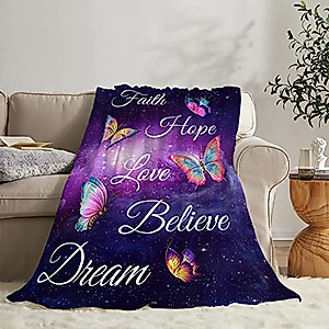 Butterfly Blanket Soft Warm Purple Butterfly Throw Blanket Plush Fluffy Lightweight Cozy Fleece Flannel Girls Gift Blankets for Women Kids Adults Bedding Couch Sofa 50"X40"