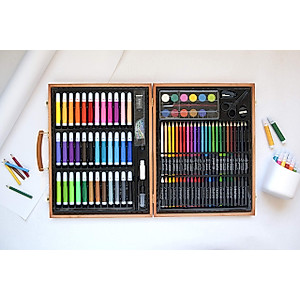 Qualtry Painting, Drawing & Art Supplies with Personalized Wooden Art Case for Kids 6-8 and 9-12 (Adventure Design) - Art Set, Paint Set, and Drawing Pencils Set for Boys and Girls
