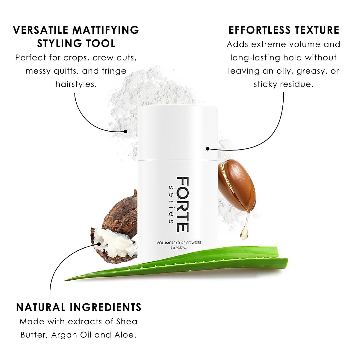 Hair Texture Powder by Forte Series, Volumizer for Fine Hair Volumizing Products for Men (0.1 oz)