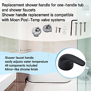 Replacement (100657) for Moen Lever Shower Handle, Compatible with Moen PosiTemp Valve Systems, Matte Black