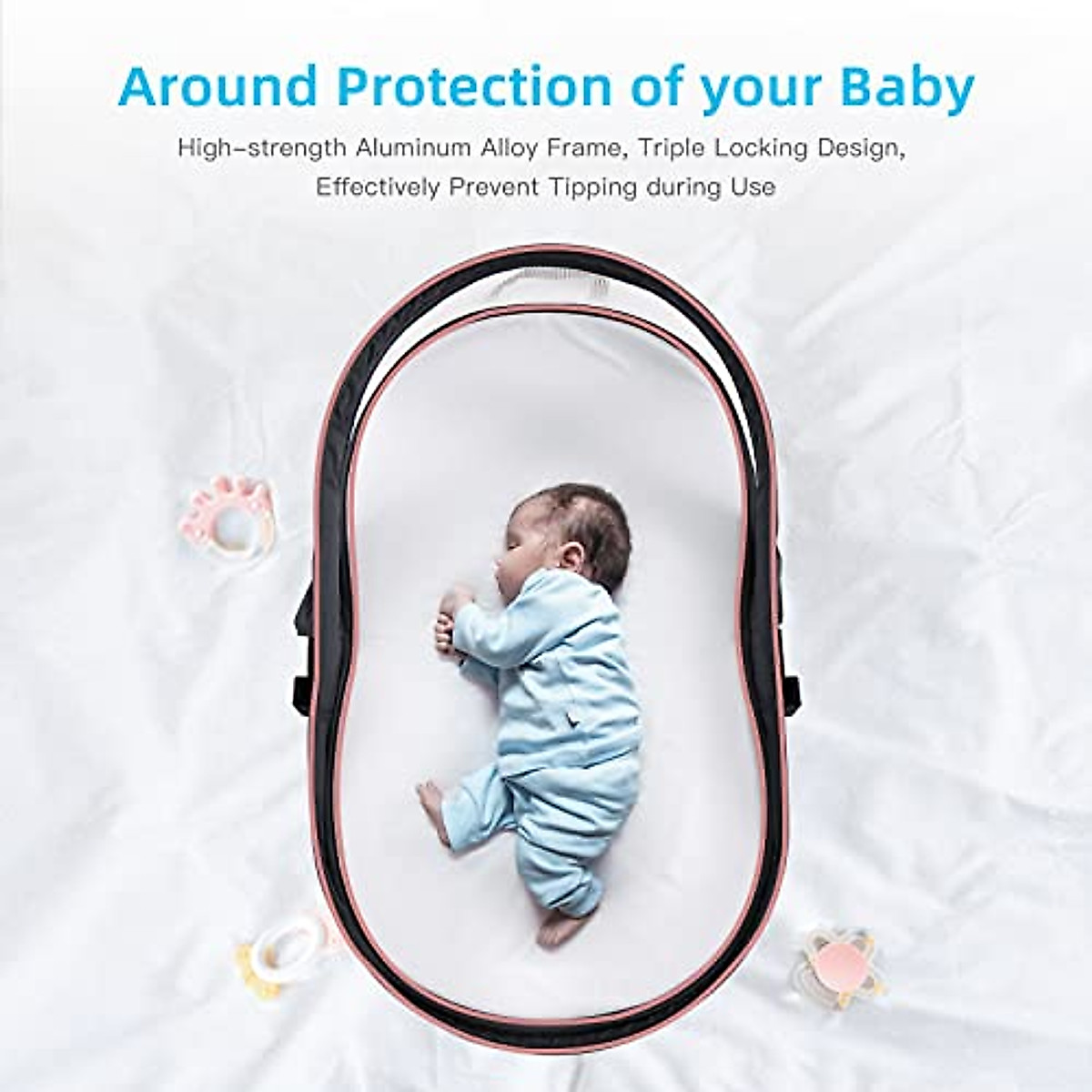 Sporary Baby Travel Portable Baby Pod - Folding Mini Crib with Mosquito Net Lightweight Washable Foldable