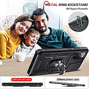 LeYi for Samsung Galaxy S20 FE 5G Case with Slide Camera Cover + [2 Packs] Tempered Glass Screen Protector, Military-Grade Phone Case with Kickstand, Black [NOT FIT S20]