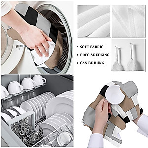 Kitchen Dish Towel Set of 2, Abstract Art Brown Black Gray Splice Hand Towels, Ultra Soft Absorbent Drying Cloth Tea Towels for Kitchen, Bathroom, Bar, Hotel (18 x 28 inches)