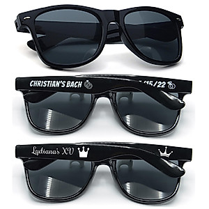 10PC Custom Sunglasses Personalized Bulk Party Favors Wedding Guests Logo School Music Show Birthday Bachelorette Bridesmaid Gifts Garden Graduate 2024 Prom Customizable Glasses (Black)