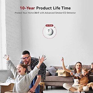 Siterlink Smart Smoke and Carbon Monoxide Detector Combo with Digital Display, 2 in 1 WiFi Fire and CO Alarm Detector, Replaceable Battery, Real-Time Notification, UL217 UL2034, 5 Pack