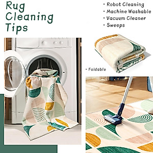 MUJOO Green Rug Boho Washable,3x5 Area Rugs for Bedroom Entryway Living Room Bedside,Small Throw Floor Carpet Non Slip Soft Indoor Modern Abstract Sage Green