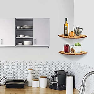 YuPinDiZu Corner Shelf,12inch Solid Wood Floating Shelf Wall Mount,2 Pack Round Edging Hanging Corner Shelves for Wall Floating Speaker Display Bookshelves Décor Accents for Bedroom Kitchen