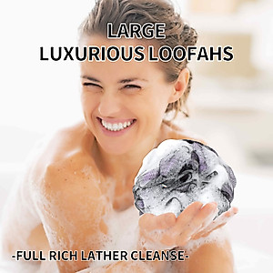 BCKENEY Bath Loofah Shower Sponge Body Back Scrubber Soft Mesh Shower Puffs Exfoliating Loofa for Women & Men Bath Accessories Cleaning Tool (Dark 2, 4Pcs 60G L)