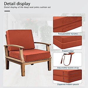 Favoyard Deep Seat Patio Cushion Set 19 x 19 Inch Waterproof Outdoor Chair Cushions for Patio Furniture with Fade Resistant and Removable Cover with Handle & Adjustable Straps for Patio, Yard, Garden