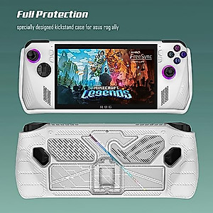 MES MERRY Kickstand Case for 2023 ASUS ROG Ally Handheld, ROG Ally 7 Accessories Protective Cover Grip with Stand (Clear White)