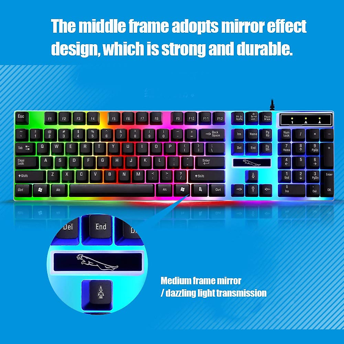 Arinda Wired Gaming Keyboard and Mouse Set Colorful LED Backlit USB Gaming Keyboard Mouse for Laptop PC Gamers