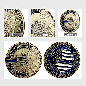Policeman Prayer Challenge Coin Saint Michael Protect US