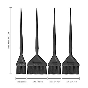 Vellen Hair Color Brush Set, 4 different sizes for smooth Application, Perfect for Hair coloring and Balayage, Reusable and Washable (Black)