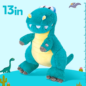 Houwsbaby 13'' Green LED Glowing Dinosaur T-Rex Light Up Stuffed Animal Night Light Plush Toy Hugging Soft Kawaii Gifts for Kids Boys Girls Decoration Holiday Birthday Present