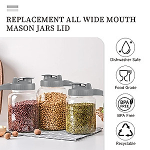 Xylanor Mason Jar Pour Spout Lid for Wide Mouth Jars, Mason Jar Pitcher Flip Cap Airtight Lid With Handle, Leak-Proof and Durable, Pack of 2