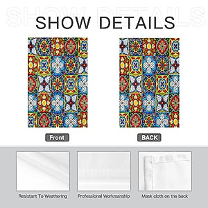 Double-sided garden flag Mexican Talavera Ceramic Tile Pattern Outdoor Flag Garden Flag Yard Outdoor Decoration （12×18in）.